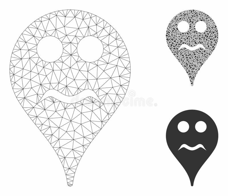 Serious Smiley Map Marker Vector Mesh Wire Frame Model and Triangle ... Serious Smiley Map Marker Vector Mesh Wire Frame Model and Triangle ...