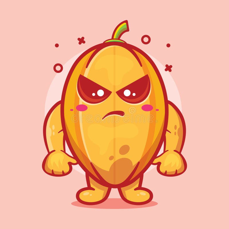 Serious Star Fruit Character Mascot with Angry Expression Isolated ...