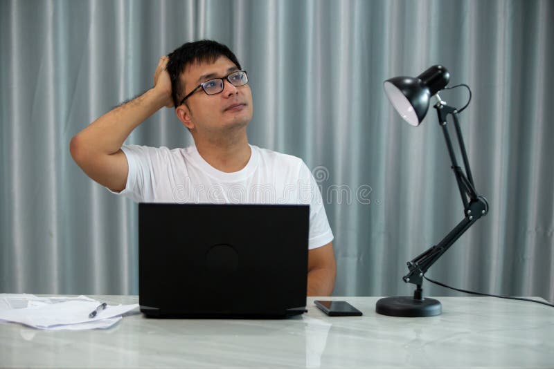 Serious Stress Business Man Sitting in Office, Problem in Working ...