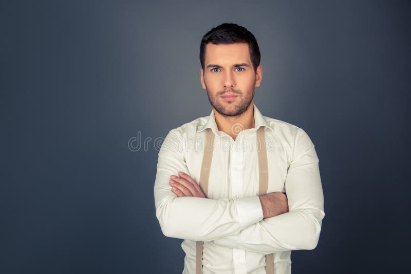 Serious Strict Man with Crossed Hands Stock Photo - Image of confident ...