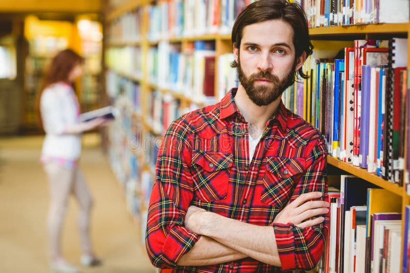 Serious Student in the Library Stock Image - Image of college, indoors ...