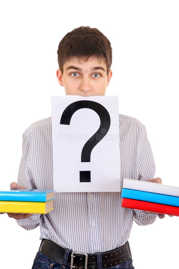 Serious Student with Question Mark Stock Photo - Image of dilemma ...