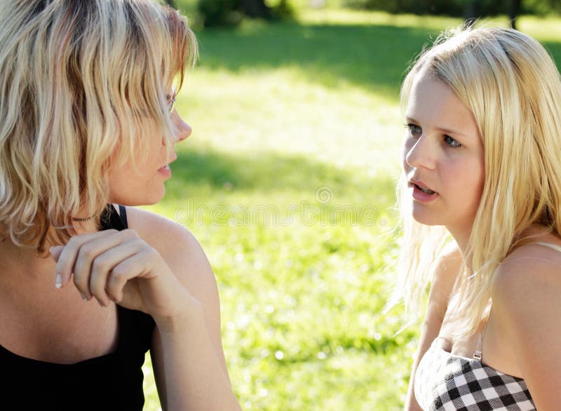 Serious talk stock image. Image of blond, pensive, adult - 15957277