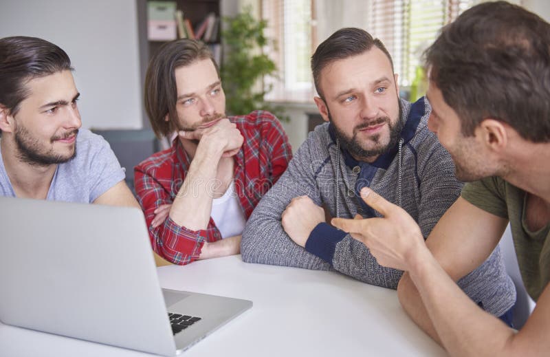 Menly day stock image. Image of laptop, business, cooperation - 98925163