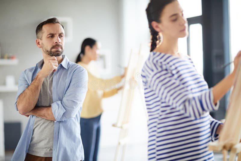 Serious teacher stock image. Image of artstudent, artwork - 139227475