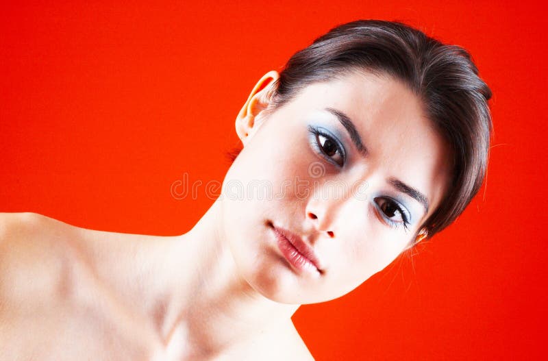 Angled Portrait of a Middle Aged Woman in Front of Shrubs Stock Image ...
