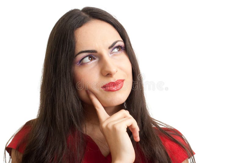 Serious Thinking Women Solving Problem Stock Photo - Image of pensive ...