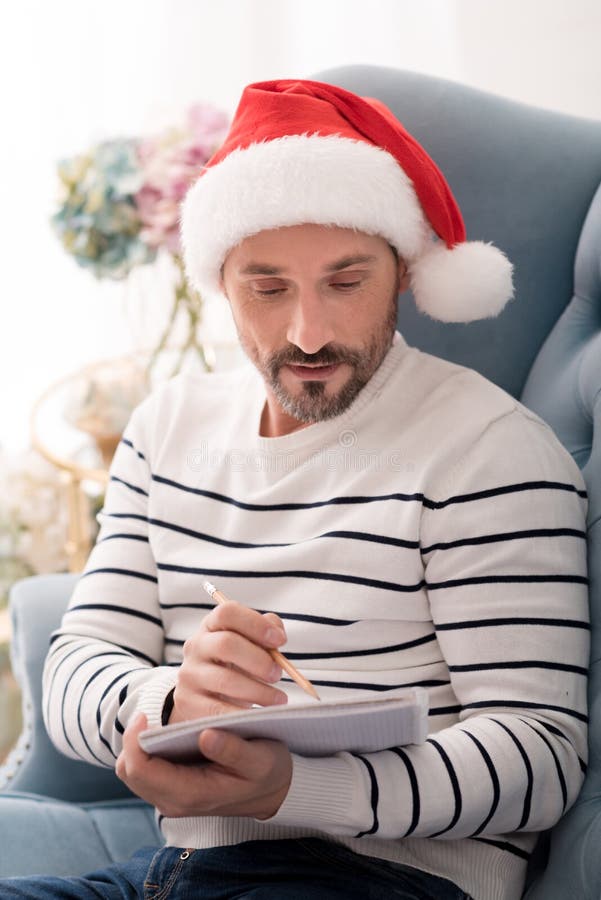 Serious Thoughtful Father Making Notes Stock Photo - Image of activity ...