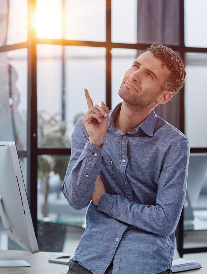 Serious Thoughtful Millennial Business Man Looking Away Stock Image ...
