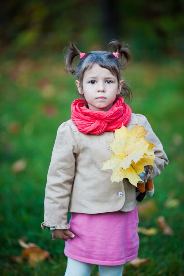 Serious Toddler Girl in the Park Stock Image - Image of alone, nature ...