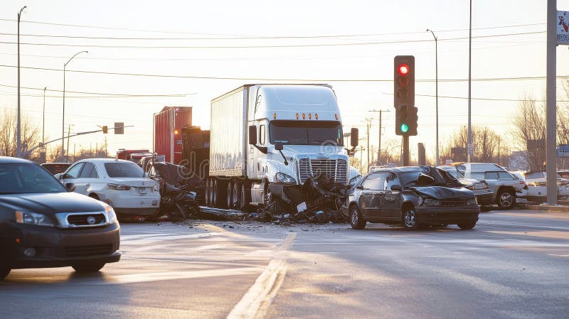 A Serious Traffic Accident Involving Multiple Vehicles at an ...