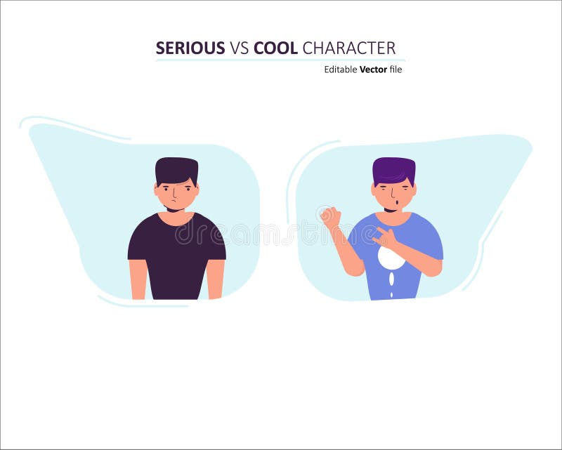 Serious Vs Cool 2d Cartoon Characters Stock Vector - Illustration of ...