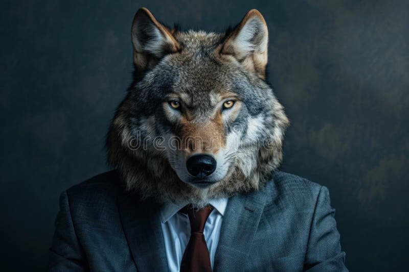Serious Wolf in Suit Posing for Corporate Portrait Stock Photo - Image ...