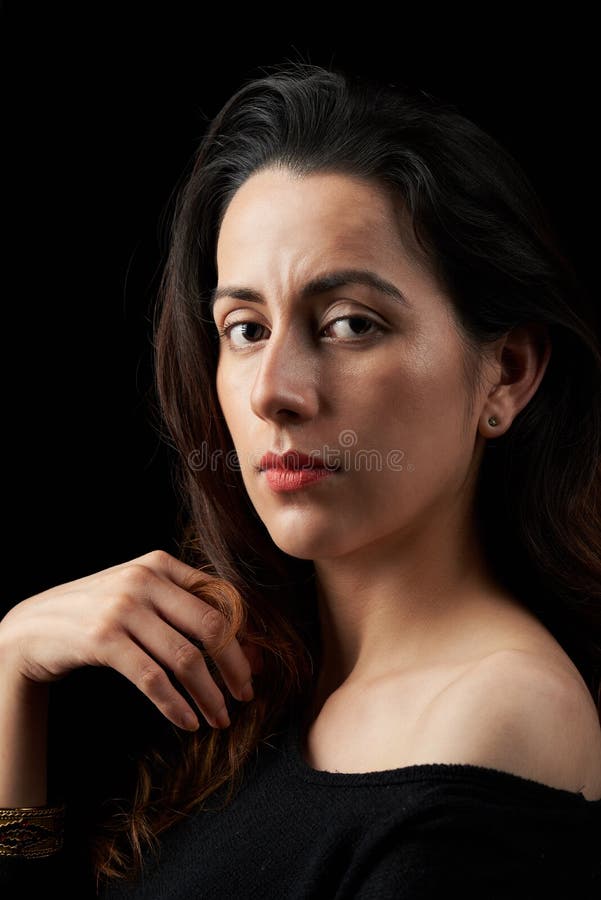 Serious woman face stock image. Image of hair, side, shadow - 76164369