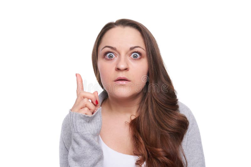 Serious woman got an idea stock photo. Image of people - 112846562