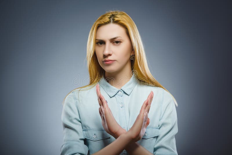 Serious Boy Making X Sign with Him Arms To Stop Doing Something Stock ...