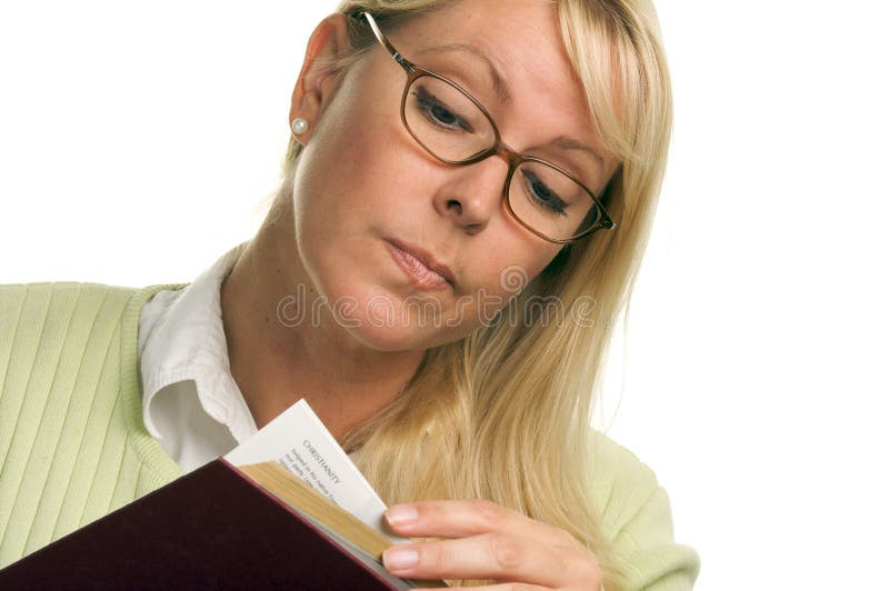 Serious Woman Reading a Book Stock Photo - Image of education, books ...