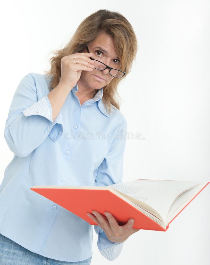 Serious Woman Reading a Book Stock Photo - Image of work, emotion: 38922530