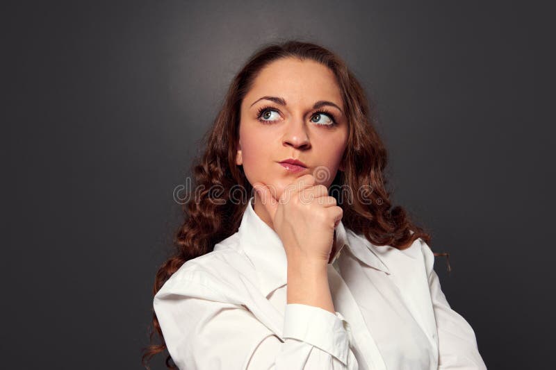 Woman Thinking about Her Problems Stock Image - Image of model, white ...