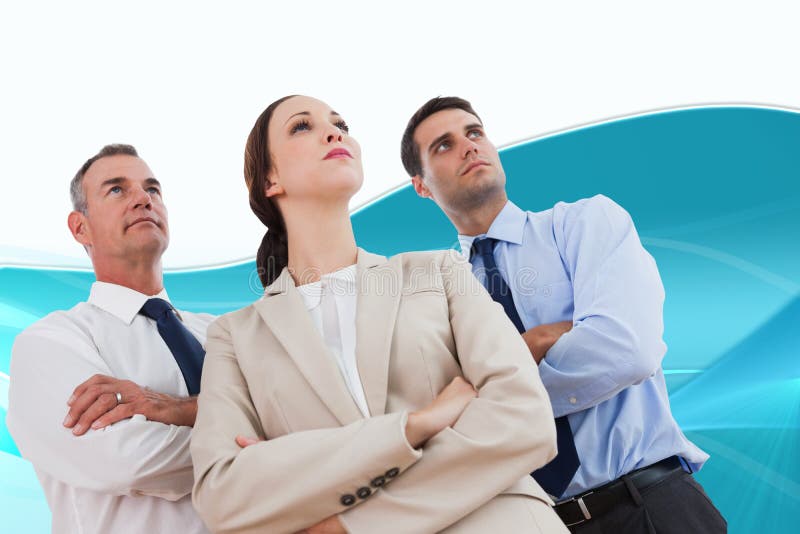 Serious Work Team Posing Together Looking Away Stock Image - Image of ...