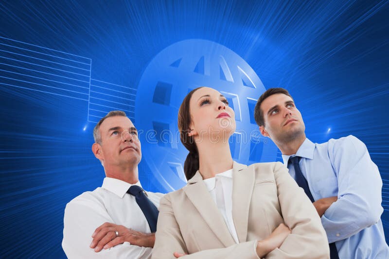 Serious Work Team Posing Together Looking Away Stock Image - Image of ...