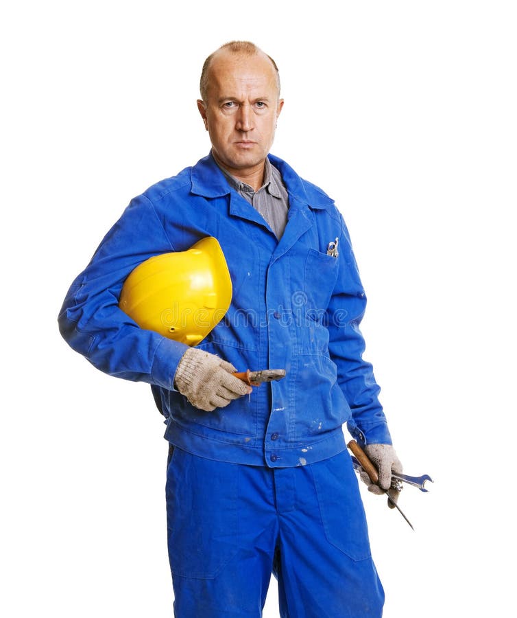Serious Worker Holding His Hardhat Stock Image - Image of gear, builder ...