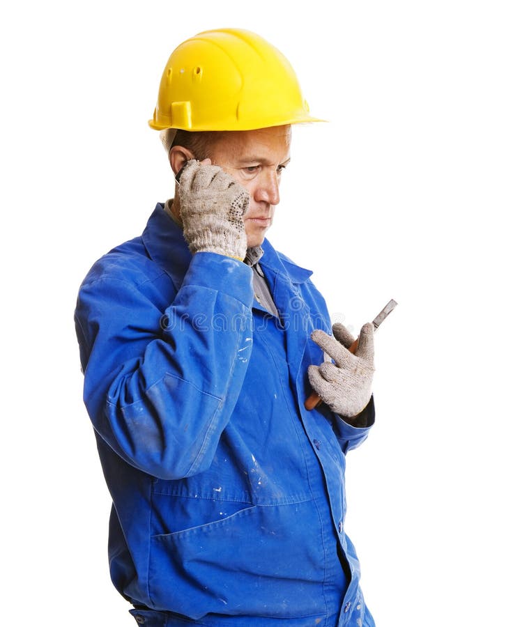 Serious Worker Talking on the Mobile Phone Stock Image - Image of ...