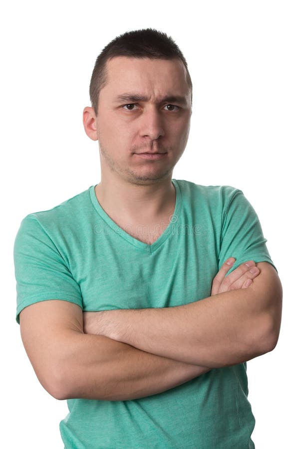 Serious Young Man Isolated on White Background Stock Photo - Image of ...