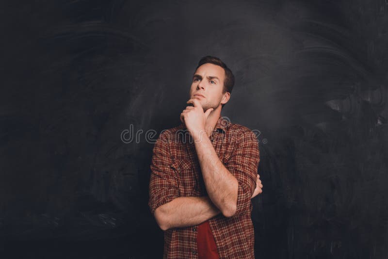 Serious Young Man Thinking about Way To Complete Hard Task Stock Image ...