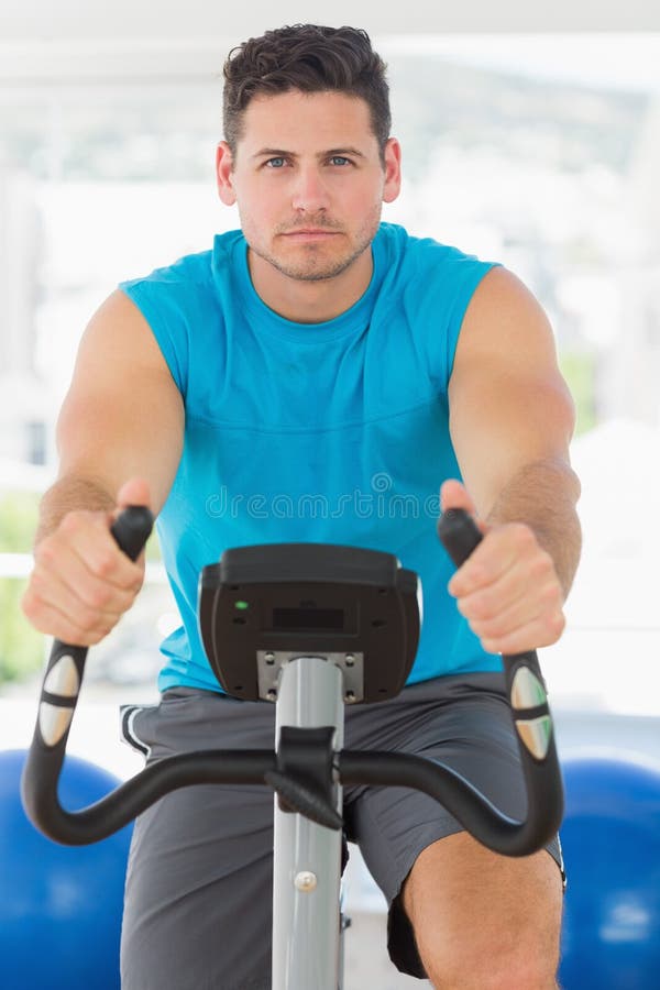 Serious Young Man Working Out Spinning Class Stock Photos - Free ...