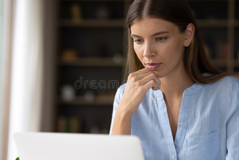 Serious Young Office Worker Thinking Over Work Project Task Stock Photo ...
