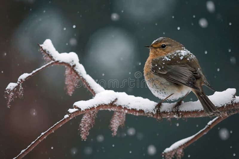The Sermon of a Bird on a Snowy Branch. Generative AI Stock ...