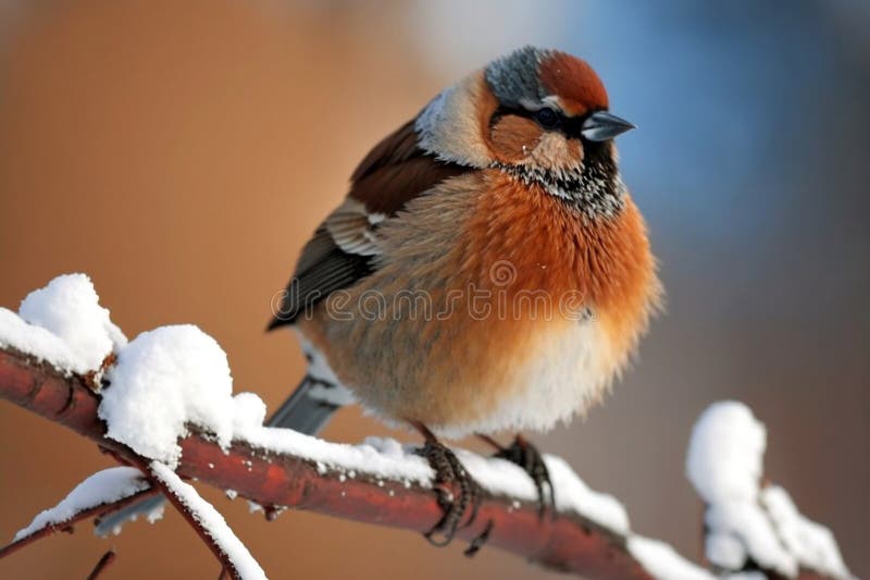 The Sermon of a Bird on a Snowy Branch. Generative AI Stock ...