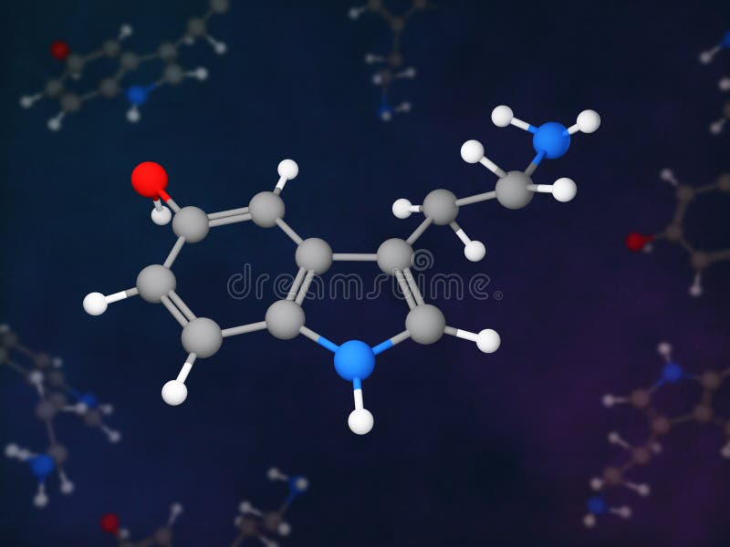 Serotonin 3D structure stock illustration. Illustration of blood - 47941654