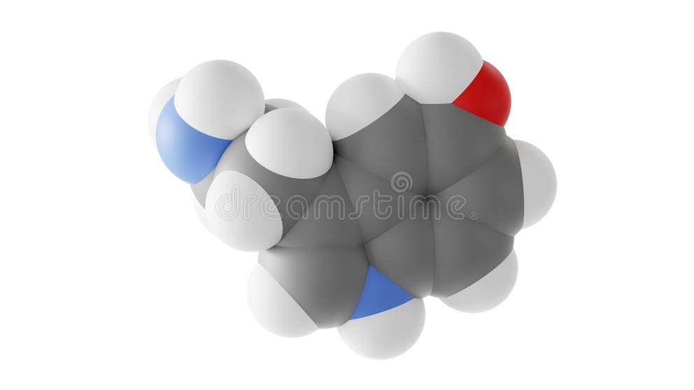 Serotonin Molecule, Monoamine Neurotransmitter, Molecular Structure ...