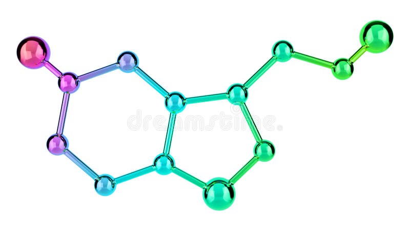 Serotonin Molecule Structure. Holographic Metallic Neurobiology Icon ...