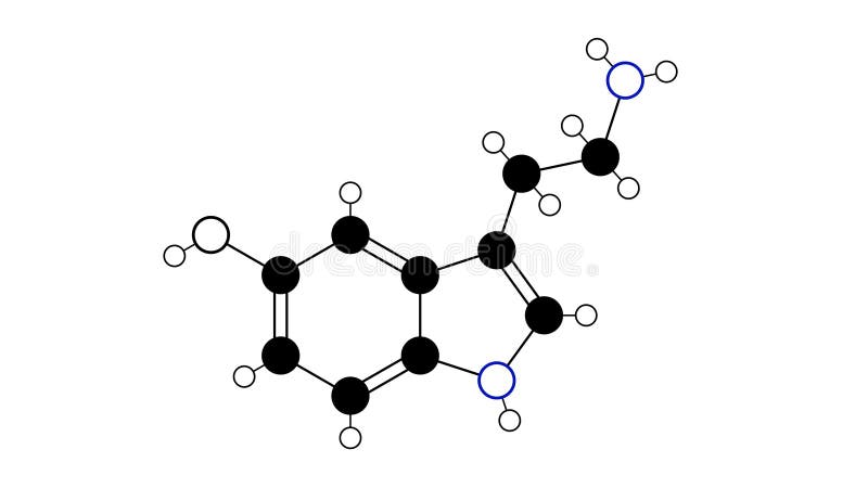 Serotoninemolecule Structuurformule Ballandstick Model Geïsoleerd Beeld ...