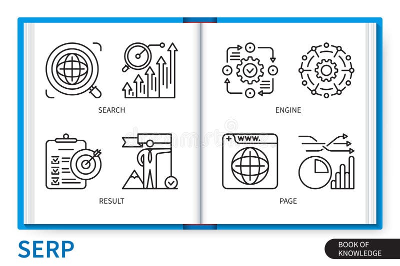 SERP Search Engine Result Page Linear Icons Collection Stock ...