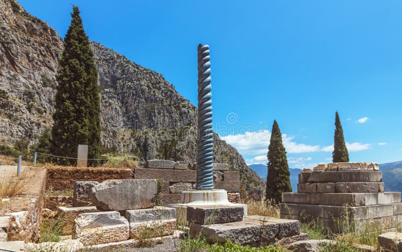 Serpent Column of Plataea - Delphi - Greece Stock Image - Image of ...