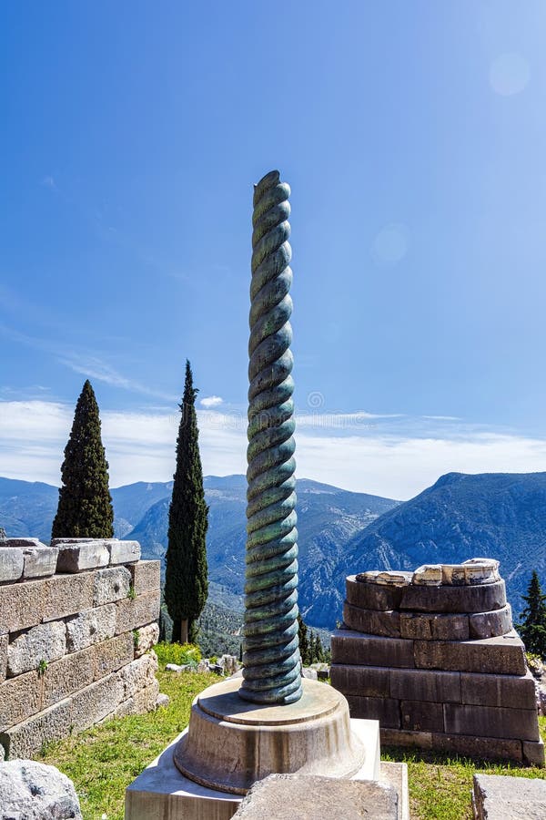 Serpent Column of Plataea or Delphi Tripod in Front of the Temple of ...
