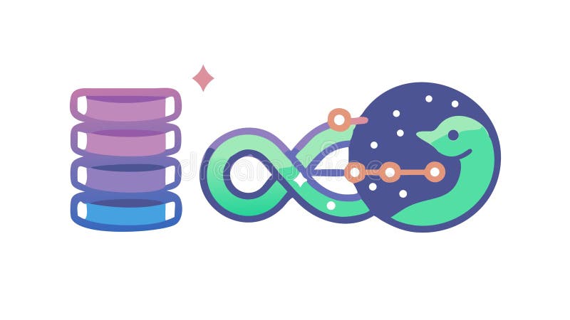 Serpent with Data Stacks, Digital Security and Information Flow, Vector Design Generative AI ...