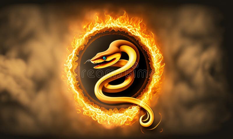 Serpent in fiery stock illustration. Illustration of circle - 293563392