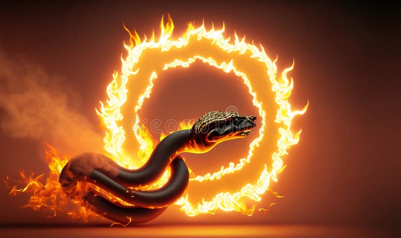 Serpent in fiery stock illustration. Illustration of fiery - 293563397