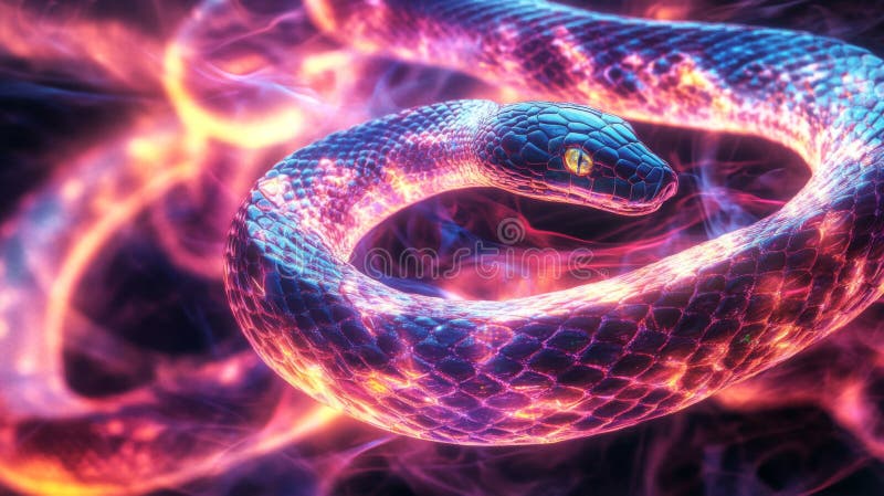 A Serpent Glowing with Ethereal Fire Stock Illustration - Illustration ...