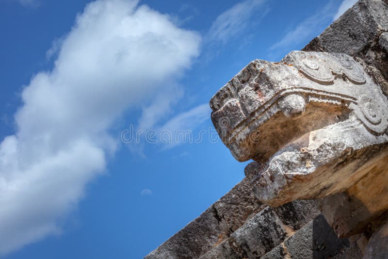 Serpent Head in the Venus Platform in Chichen Itza, Yucatan, Mexico ...