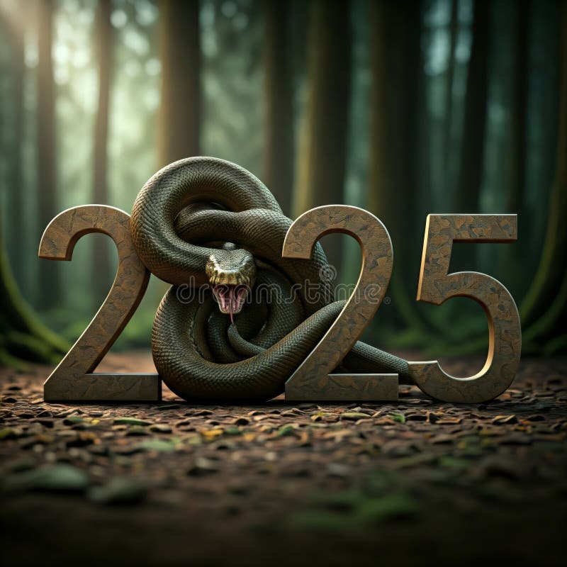 Serpent Wrapped Around 2025 in Mystical Forest Setting Stock ...
