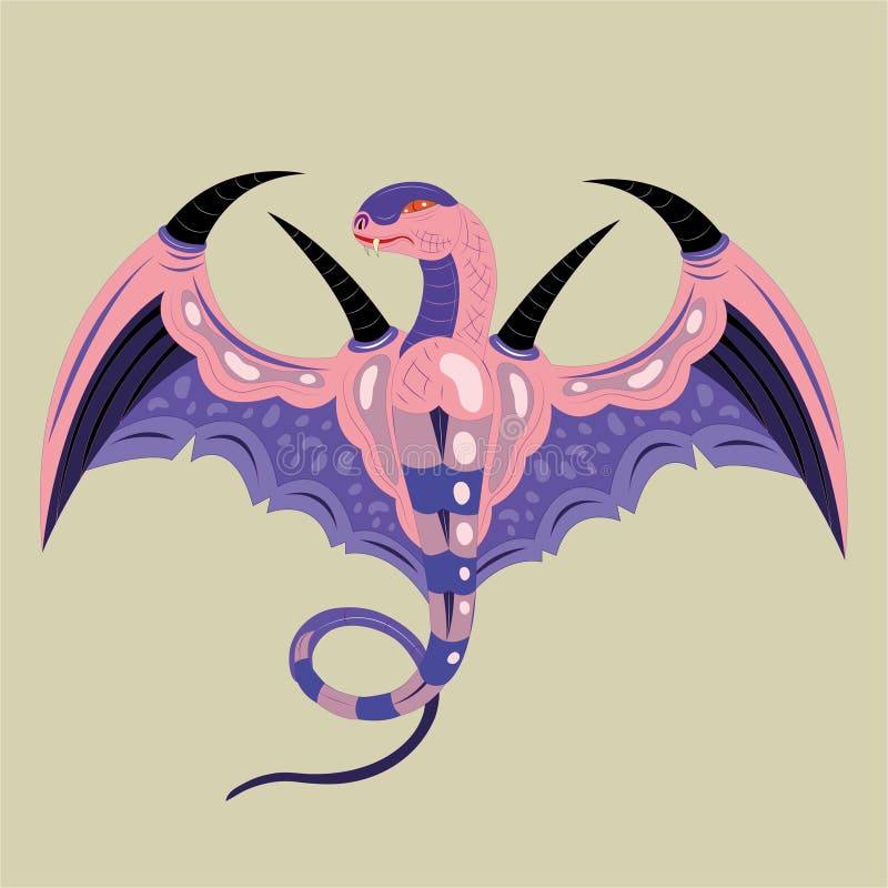 Serpente Cor-de-rosa Voada. Ilustração do Vetor - Ilustração de mito ...