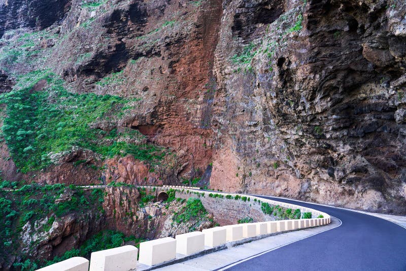 Serpentine in the Mountains. Dangerous Steep Road in a Cliff at High ...