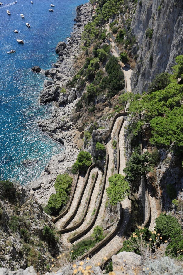 Serpentine Path Via Krupp in Capri, Italy Stock Photo - Image of capri ...
