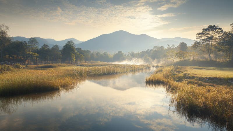 A Serpentine River Winds Its Way through a Lush Green Jungle Valley ...
